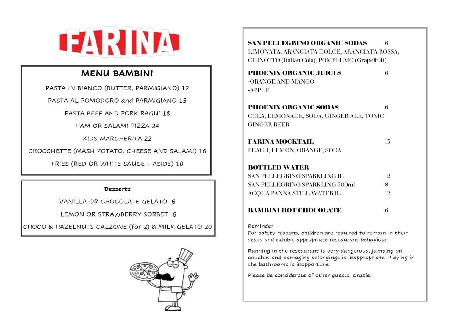 Dine in Menus | Farina Restaurant | Italian Cuisine Ponsonby Auckland
