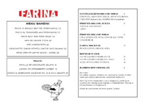 Dine in Menus | Farina Restaurant | Italian Cuisine Ponsonby Auckland