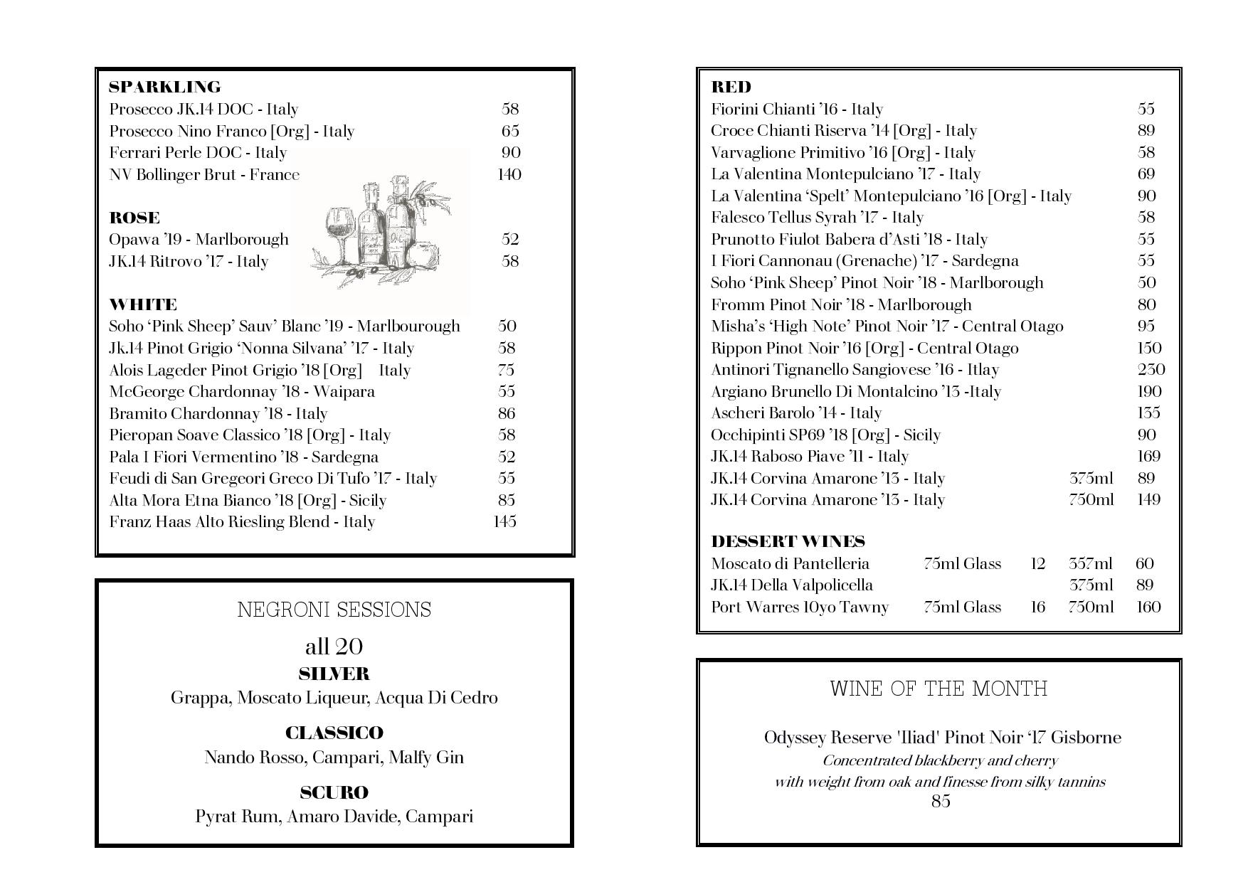 Dine in Menu | Farina Restaurant | Italian Cuisine Ponsonby Auckland