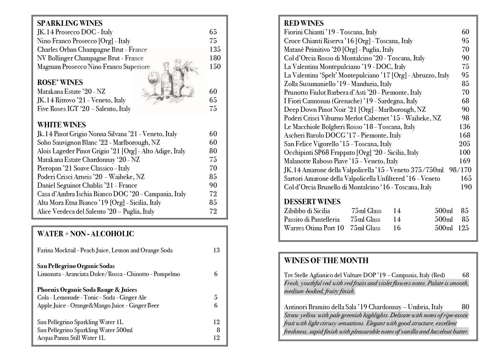 Dine in Menus | Farina Restaurant | Italian Cuisine Ponsonby Auckland