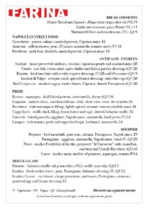 Dine in Menus | Farina Restaurant | Italian Cuisine Ponsonby Auckland