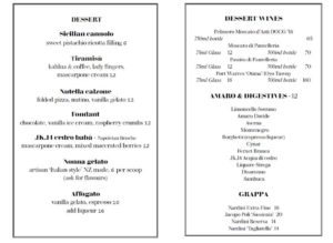 Dine in Menu | Farina Restaurant | Italian Cuisine Ponsonby Auckland