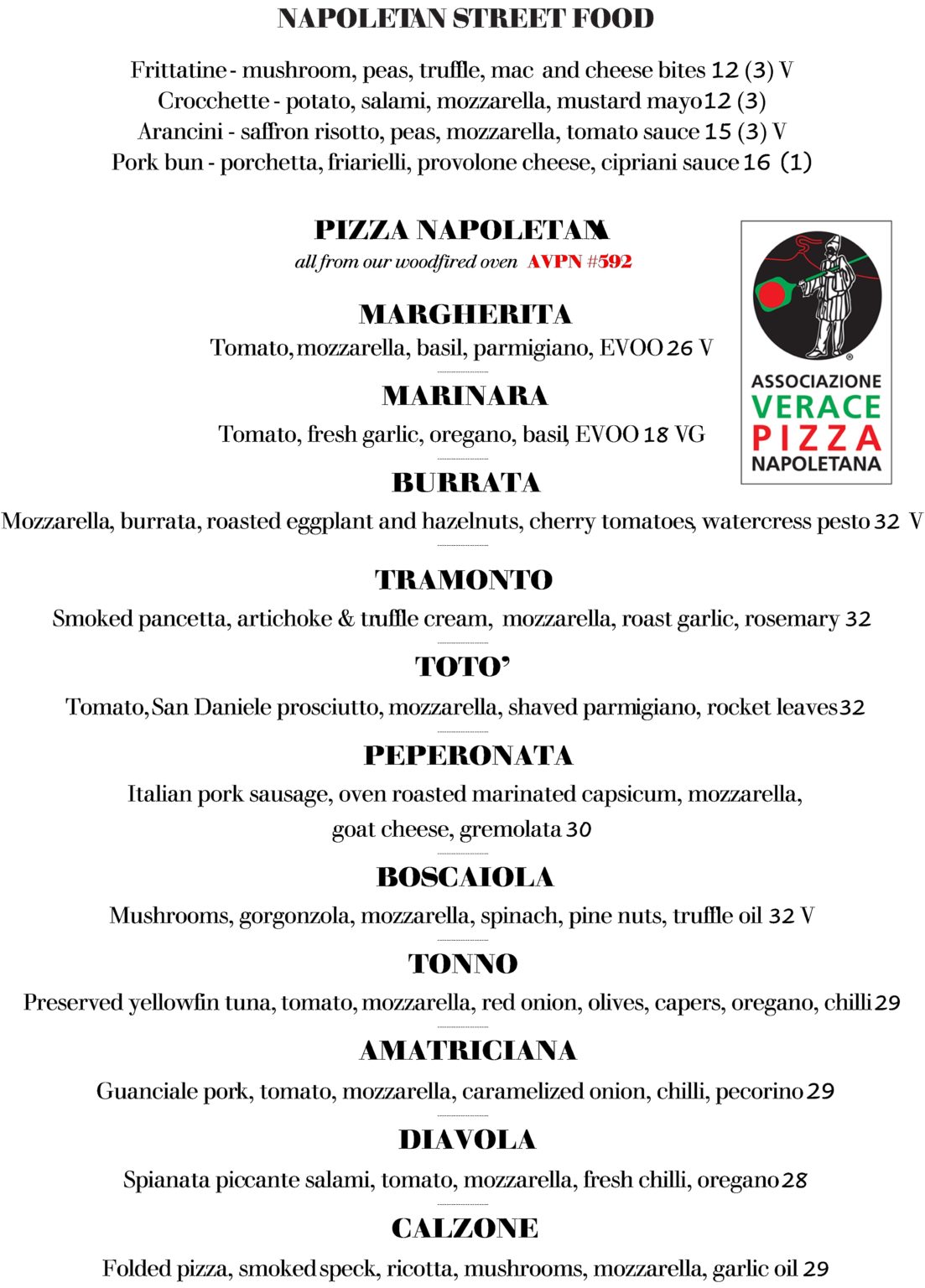 Dine in Menu | Farina Restaurant | Italian Cuisine Ponsonby Auckland